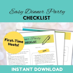 First Dinner Party Checklist: Beginner Host Planner (digital PDF) - Etsy