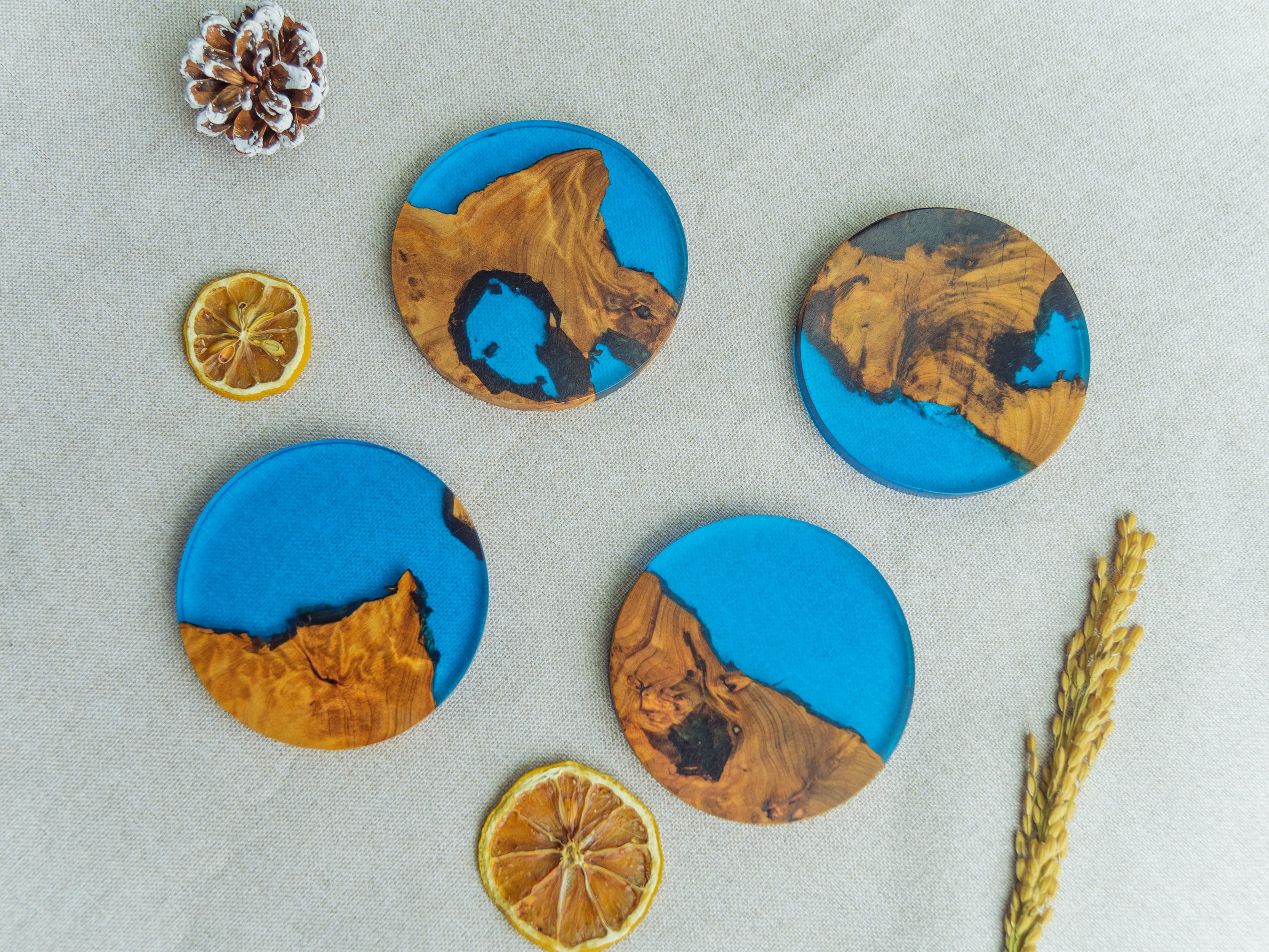 Custom Epoxy Resin Burl Wood Coasters,alaskan Cypress Burl,personalized ...