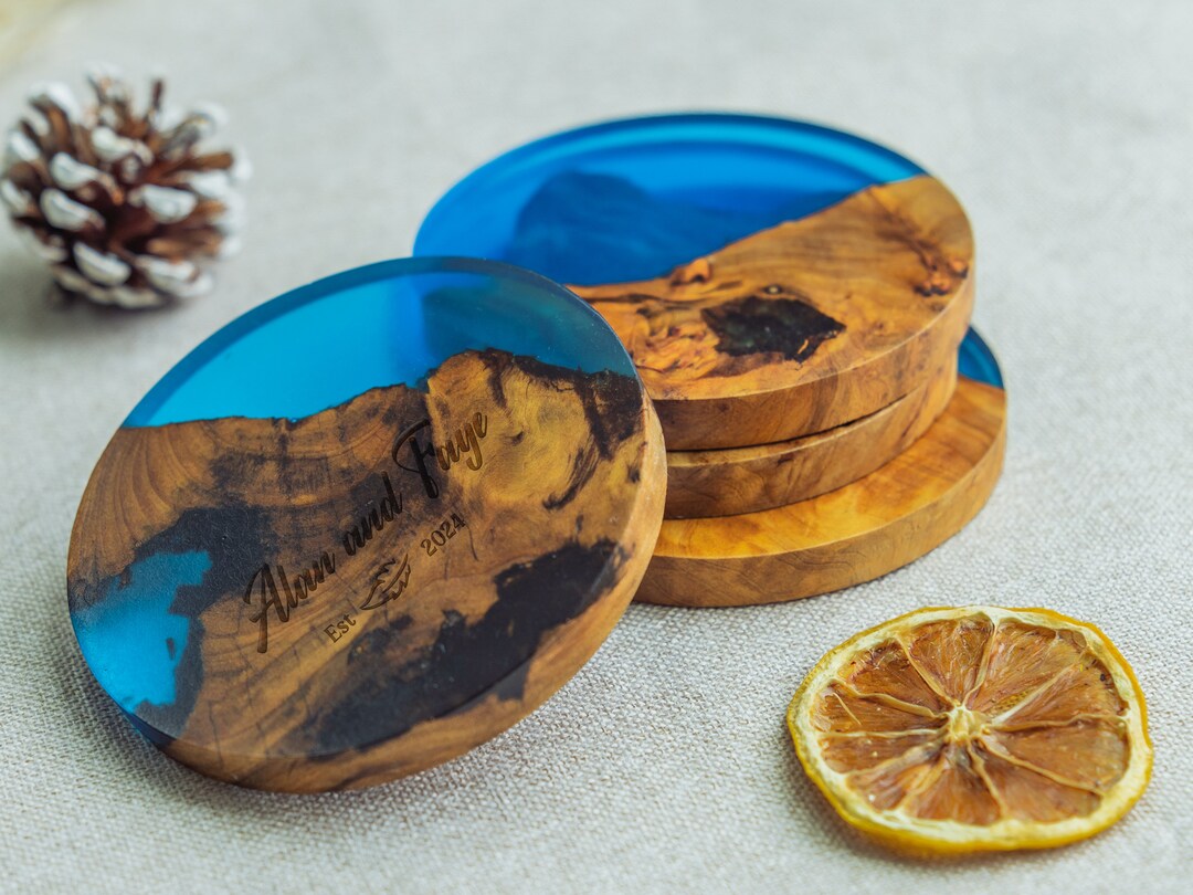 Custom Epoxy Resin Burl Wood Coasters,alaskan Cypress Burl,personalized ...