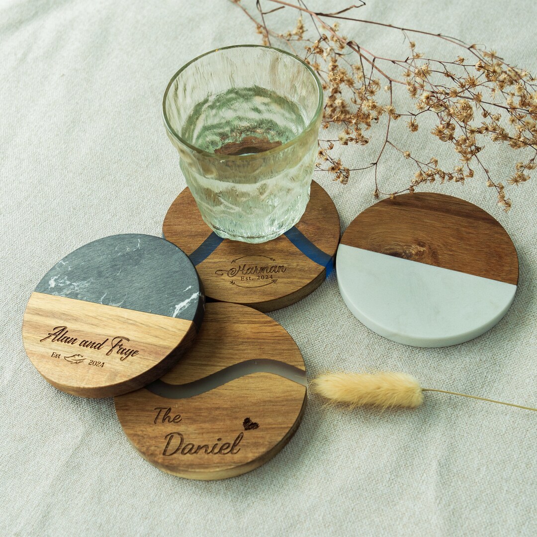 Custom Resin Wood Coasters,personalized Housewarming Gift,custom Resin ...