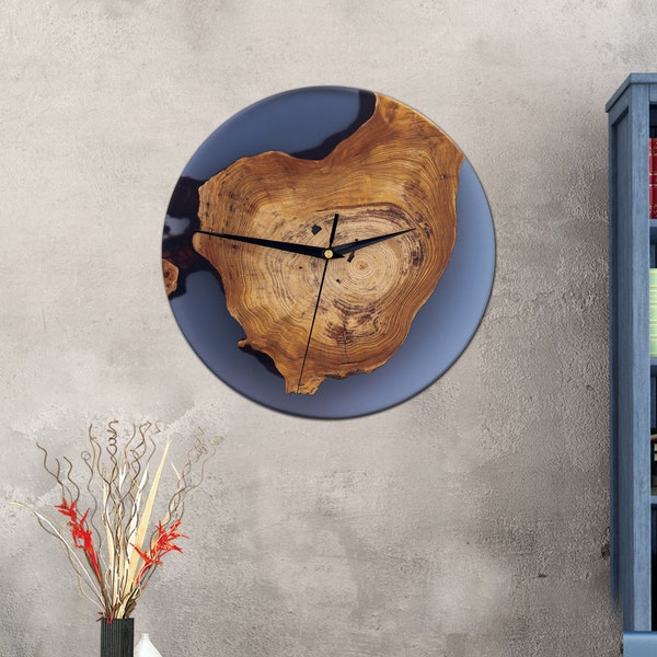Resin and Wood Clock - Etsy