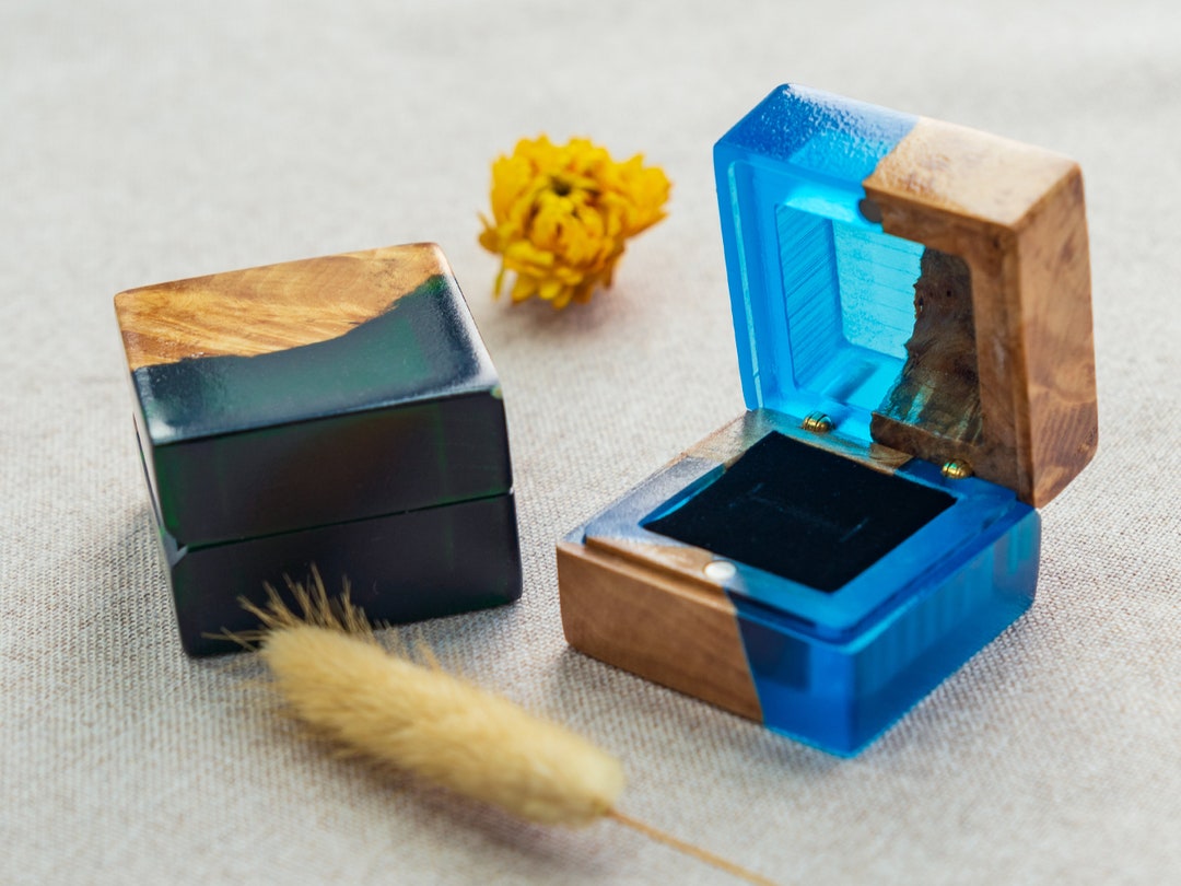 Epoxy Resin Engagement Ring Box,resin & Wood Engagement Ring Box,charm ...