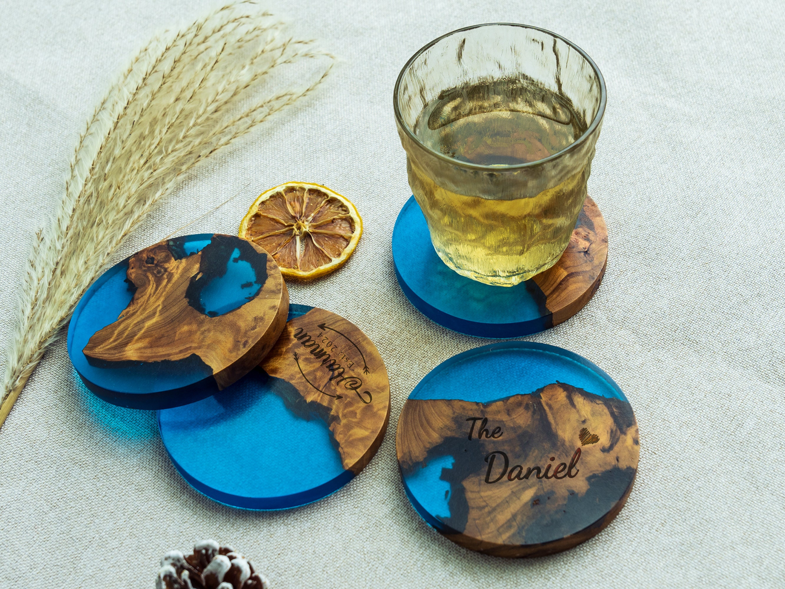 Custom Epoxy Resin Burl Wood Coasters,alaskan Cypress Burl,personalized ...