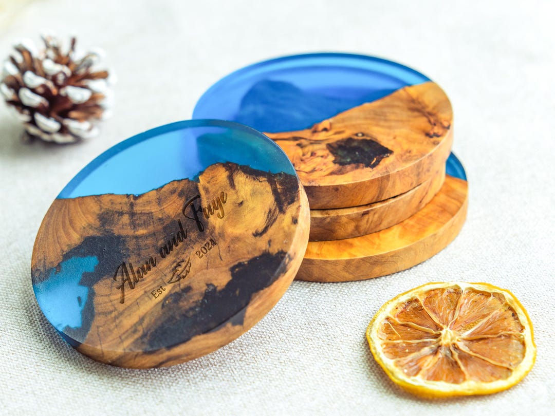 Epoxy Resin Wood Coasters,alaskan Timber,personalized Oaster,ideal ...