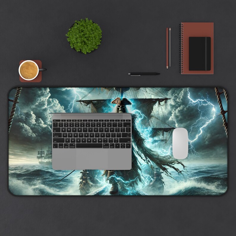 Pirate Ship Lightning Storm Desk Mat Neoprene 31.5x15.5 - Etsy