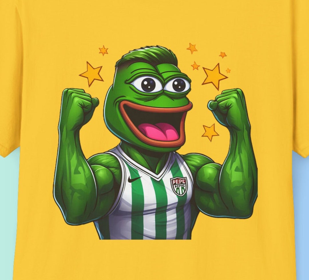 Champion's Cheer Pepe Parody Tee Memecoin-inspired Victory Celebration ...
