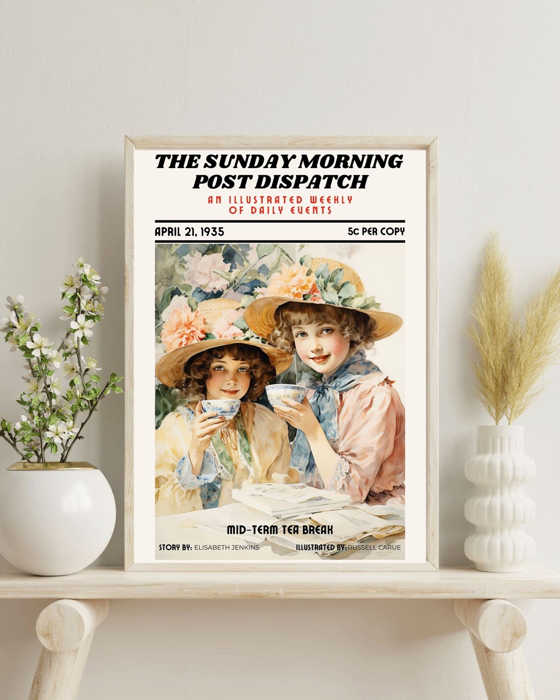 Mid-term Tea Break, Vintage Wall Art, Home Decor Wall Art, Vintage ...