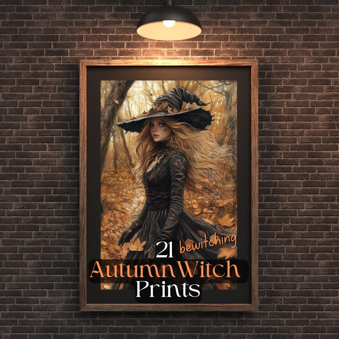 Autumn Witch Wall Art for Fall Decor, Halloween Witch Prints, Witchy ...
