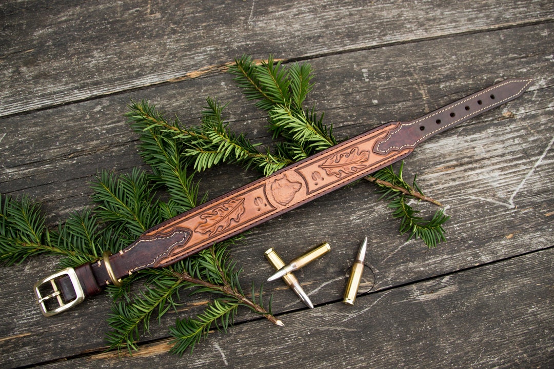 Exclusive Hand-tooled Leather Collar With a Wild Boar Head Hunting ...