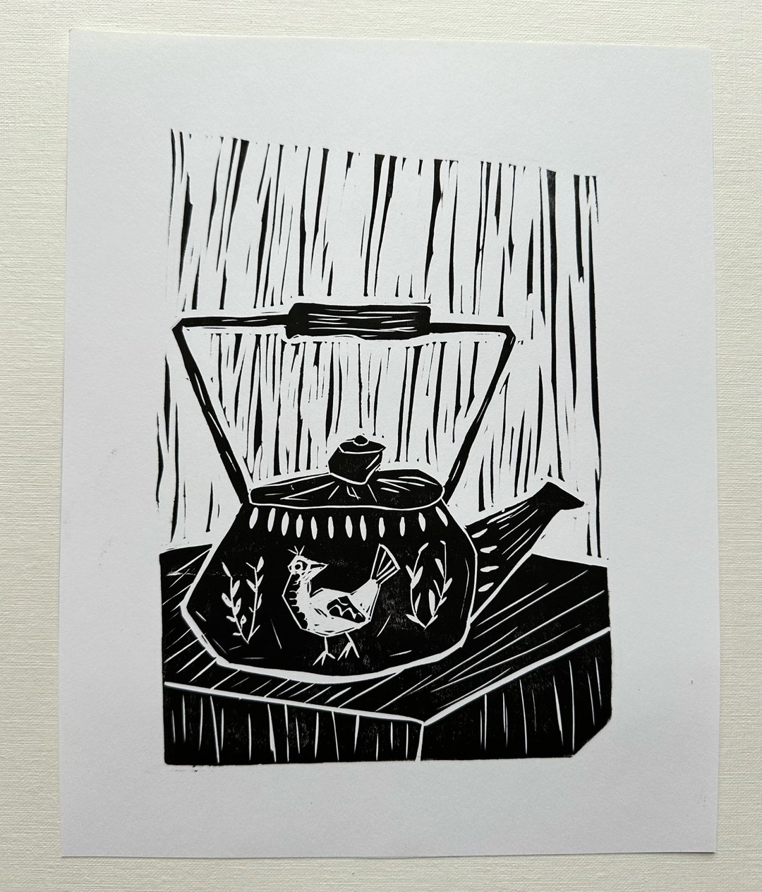 Teapot Original Linocut Print - Etsy