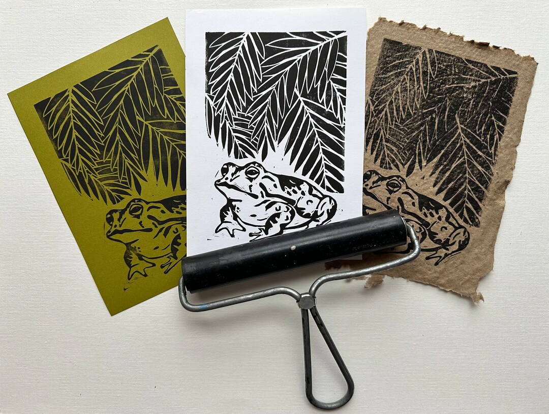 Original Linocut Print Toad - Etsy