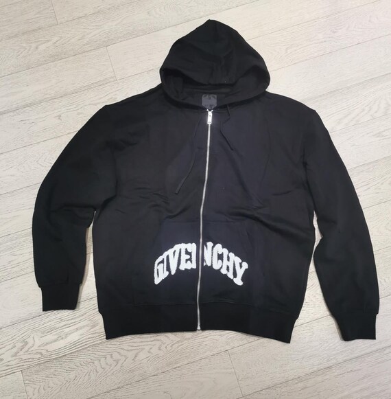 Vintage Givenchy Zip up Hoodie Black Rhinestone Drawing Vintage Givenchy Zip up Hoodie Black Rhinestone Drawing
