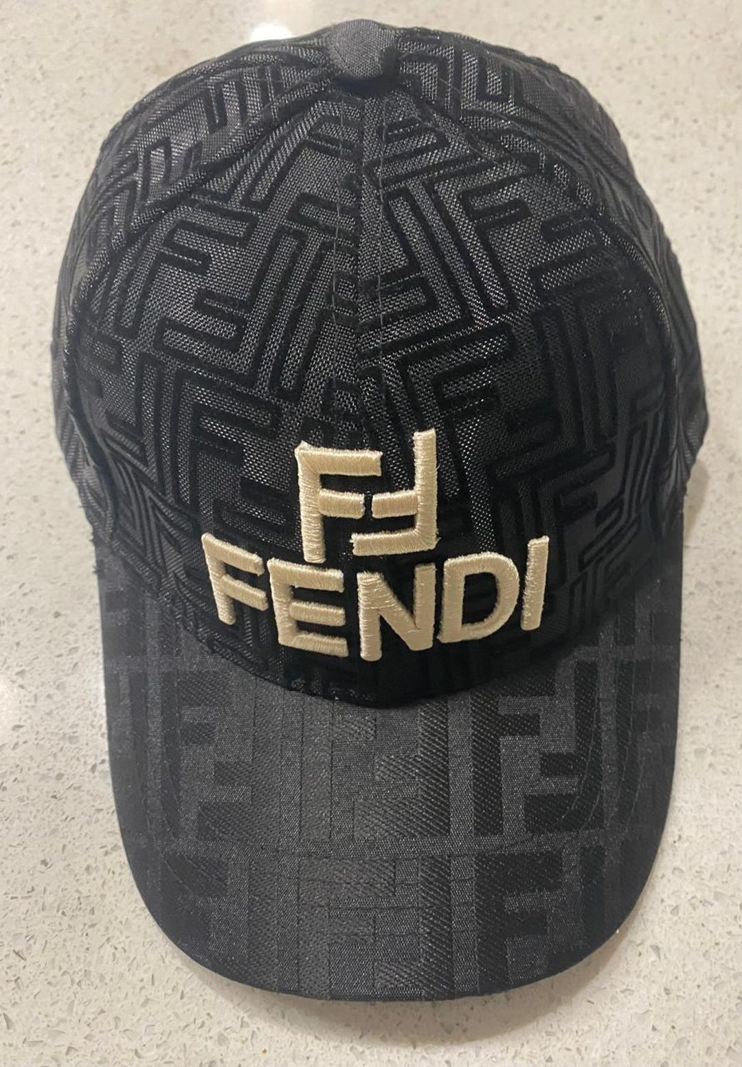 Vintage Fendi Baseball Cap Black Canvas Cap Adjustable Size Embroidered ...