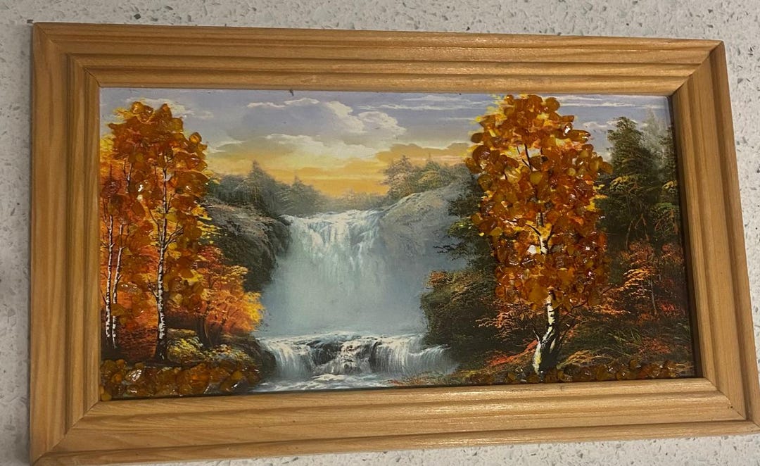 Vintage Baltic Amber Painting Amber Art Amazing Amber Gemstone Deco - Etsy