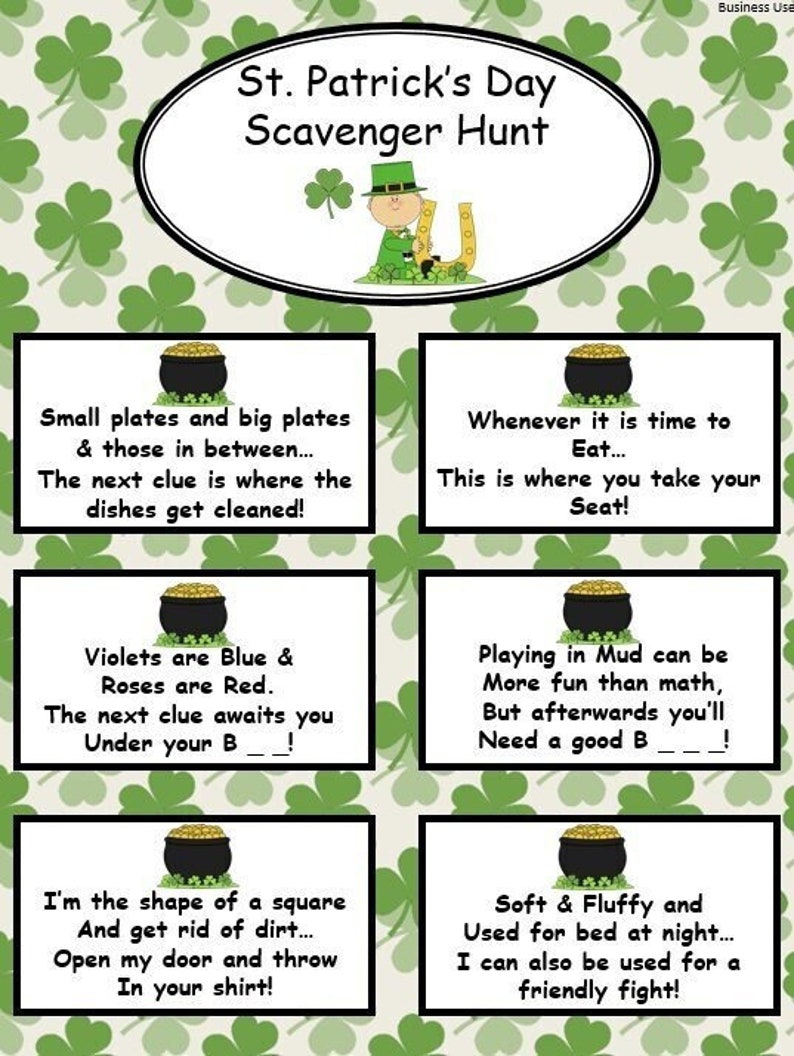 St. Patrick's Day Scavenger Hunt - Etsy