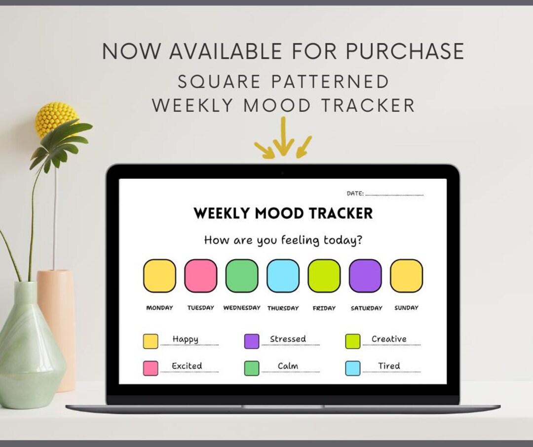 Square Patterned Weekly Mood Tracker Printable Weekly Simple Mood ...