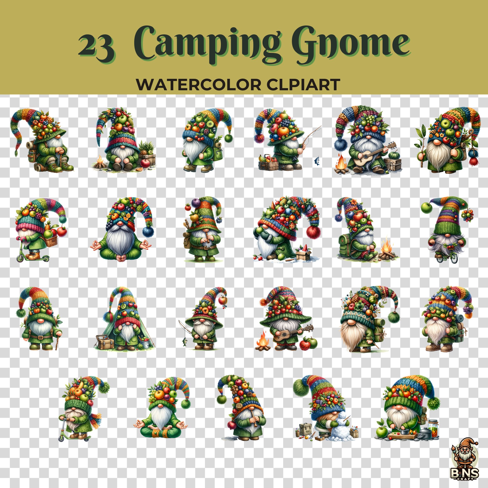 Gnome Clipart 2, Camping Gnome, Gnomes Clipart, Gnome Camping, Cute ...