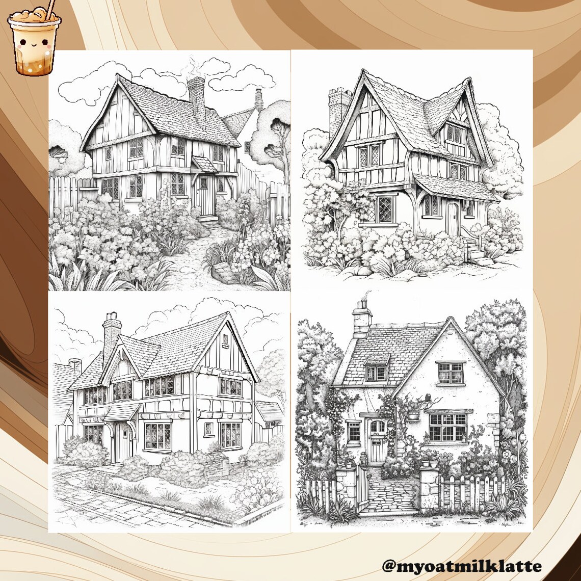 Digital Colouring Book - English Cottages, for Kids and Adults ...