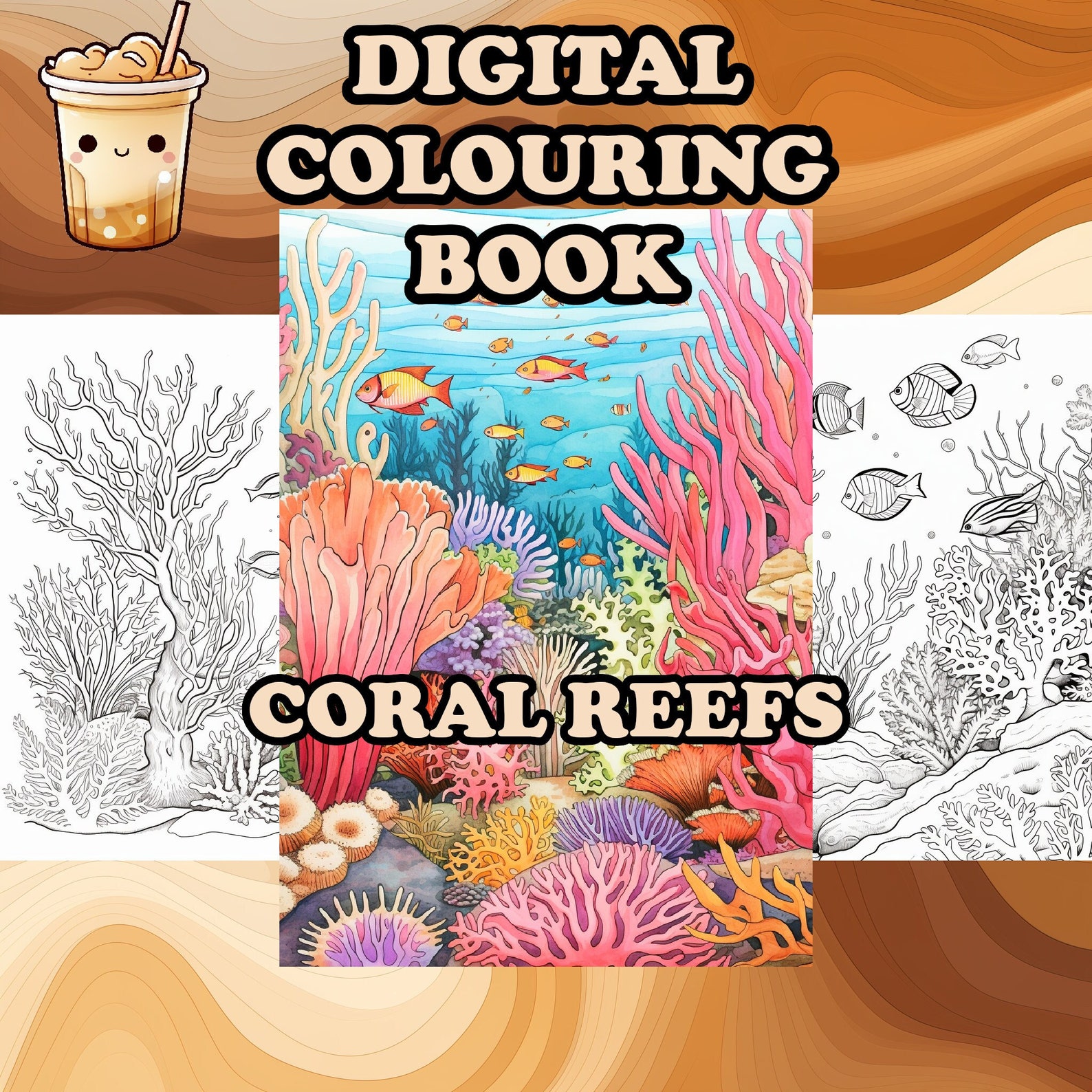 Digital Colouring Book - Coral Reefs, for Kids and Adults, Printable ...