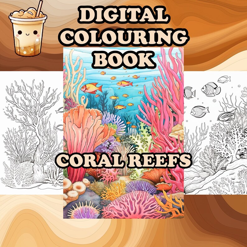 Digital Colouring Book - Coral Reefs, for Kids and Adults, Printable ...