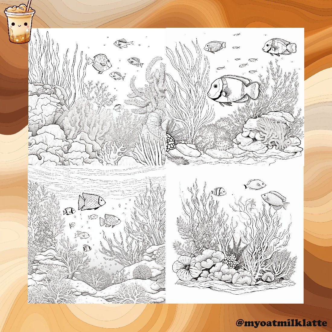Digital Colouring Book Coral Reefs, for Kids and Adults, Printable ...