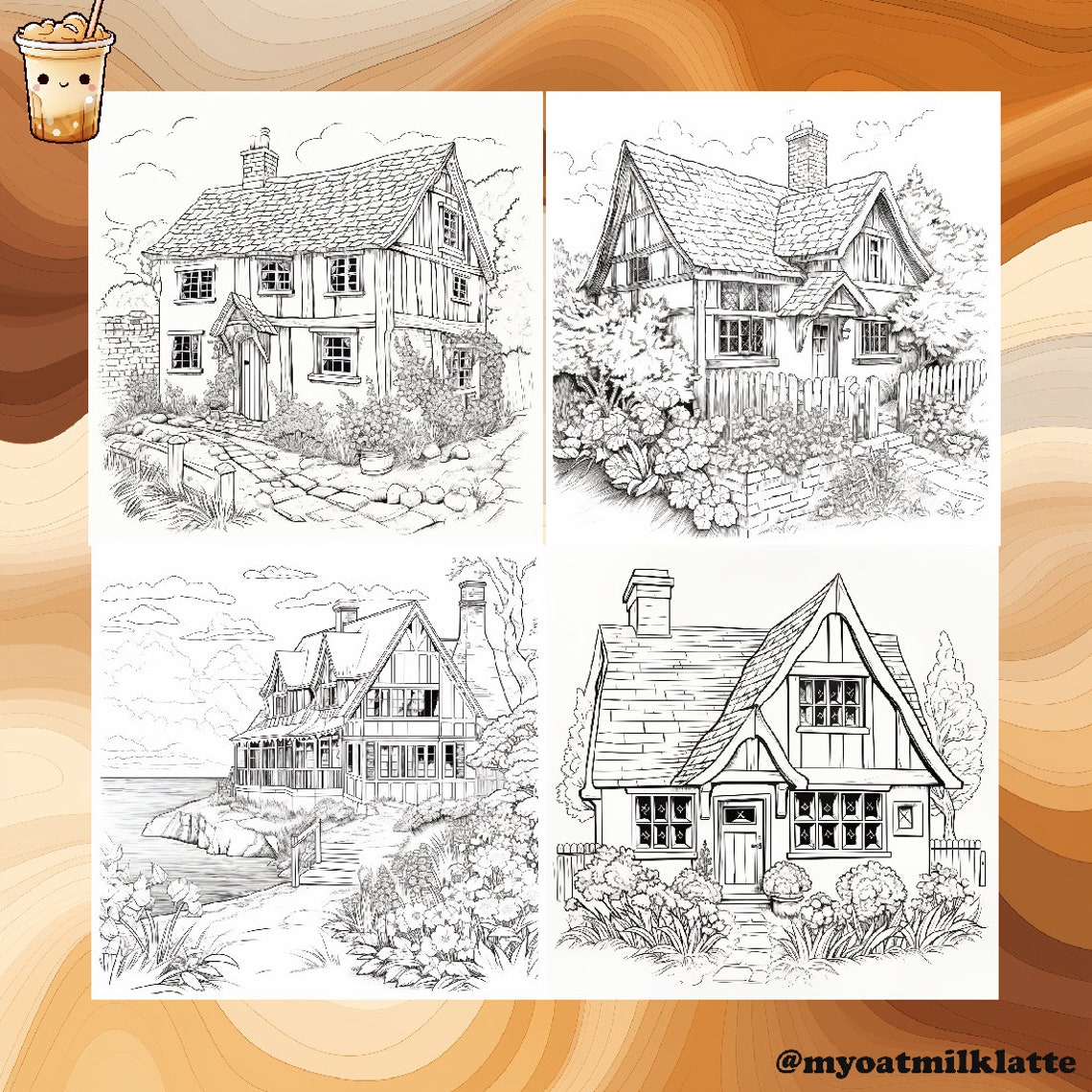 Digital Colouring Book - English Cottages, for Kids and Adults ...