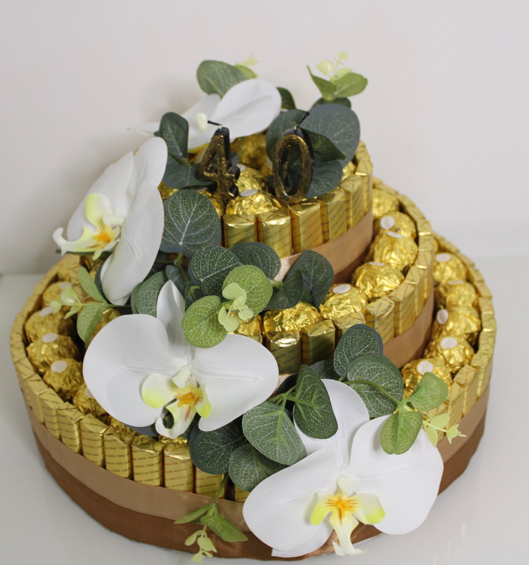 Candy Cake With Merci and Ferrero Rocher Birthday Cake Birthday ...