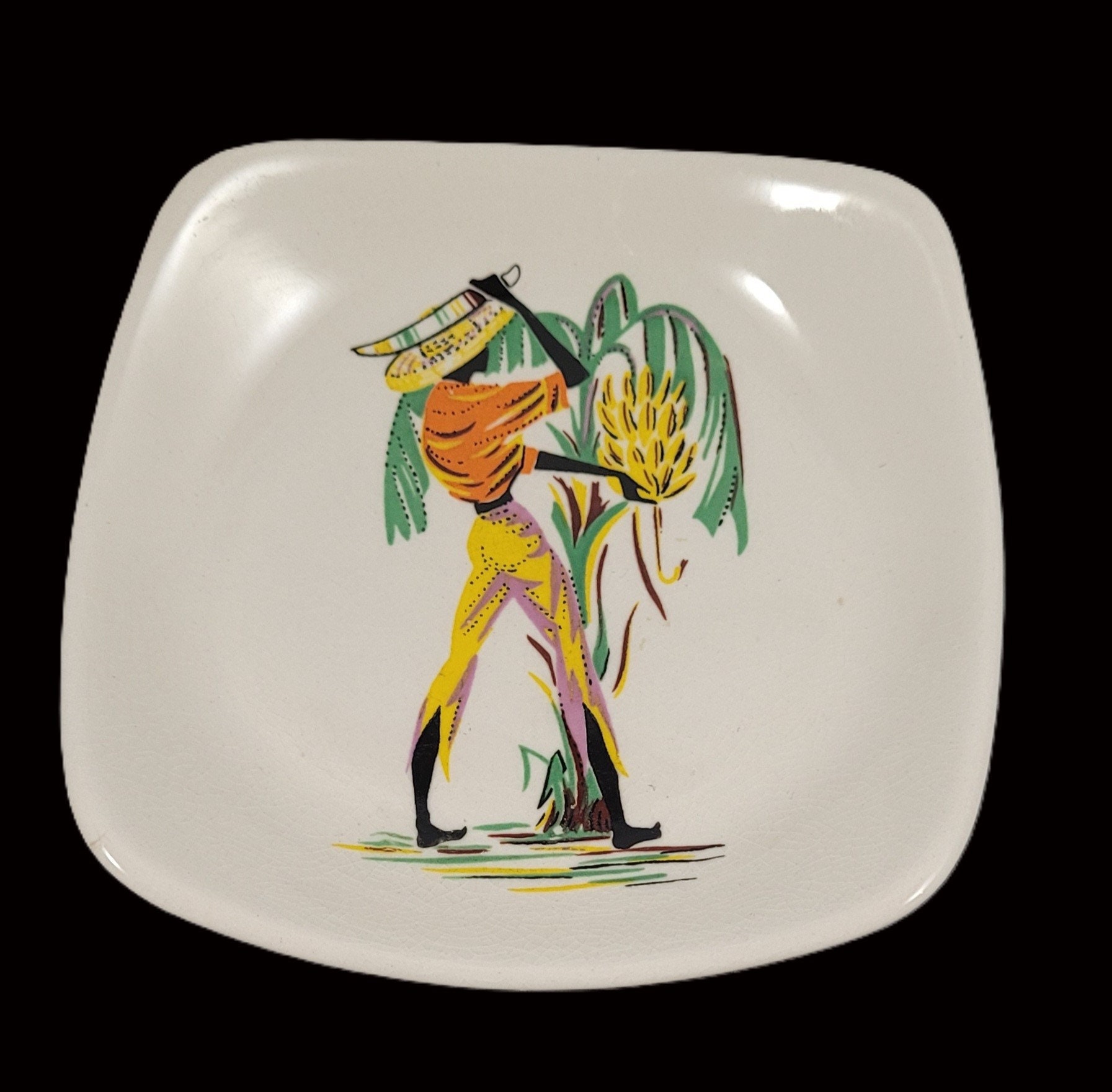 Vintage Mid-century Wade Pottery tropical Fruit Gatherers Tray Dishes ...