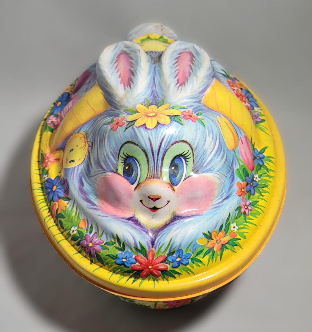 Vintage 1970s Easter Bunny Rabbit Molded Candy Bowl Container - 3D Lid ...