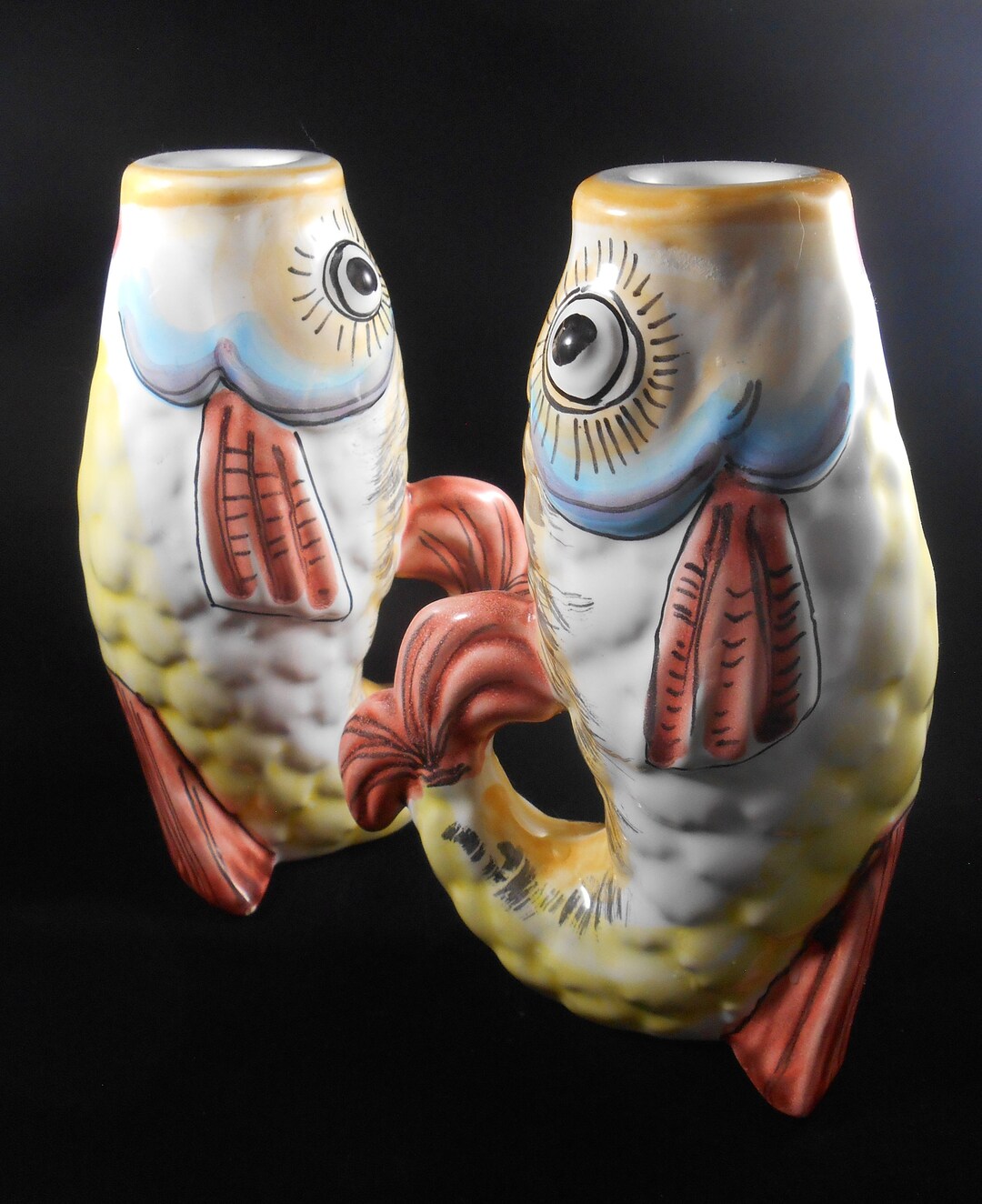 Vintage Italian Ceramic Pottery Fish Candle Holders/candlesticks - Etsy