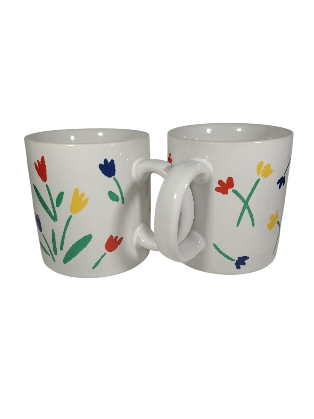 Vintage Stoneware Tulip Mugs - Set of 2 Japan Floral Coffee Cups - Etsy