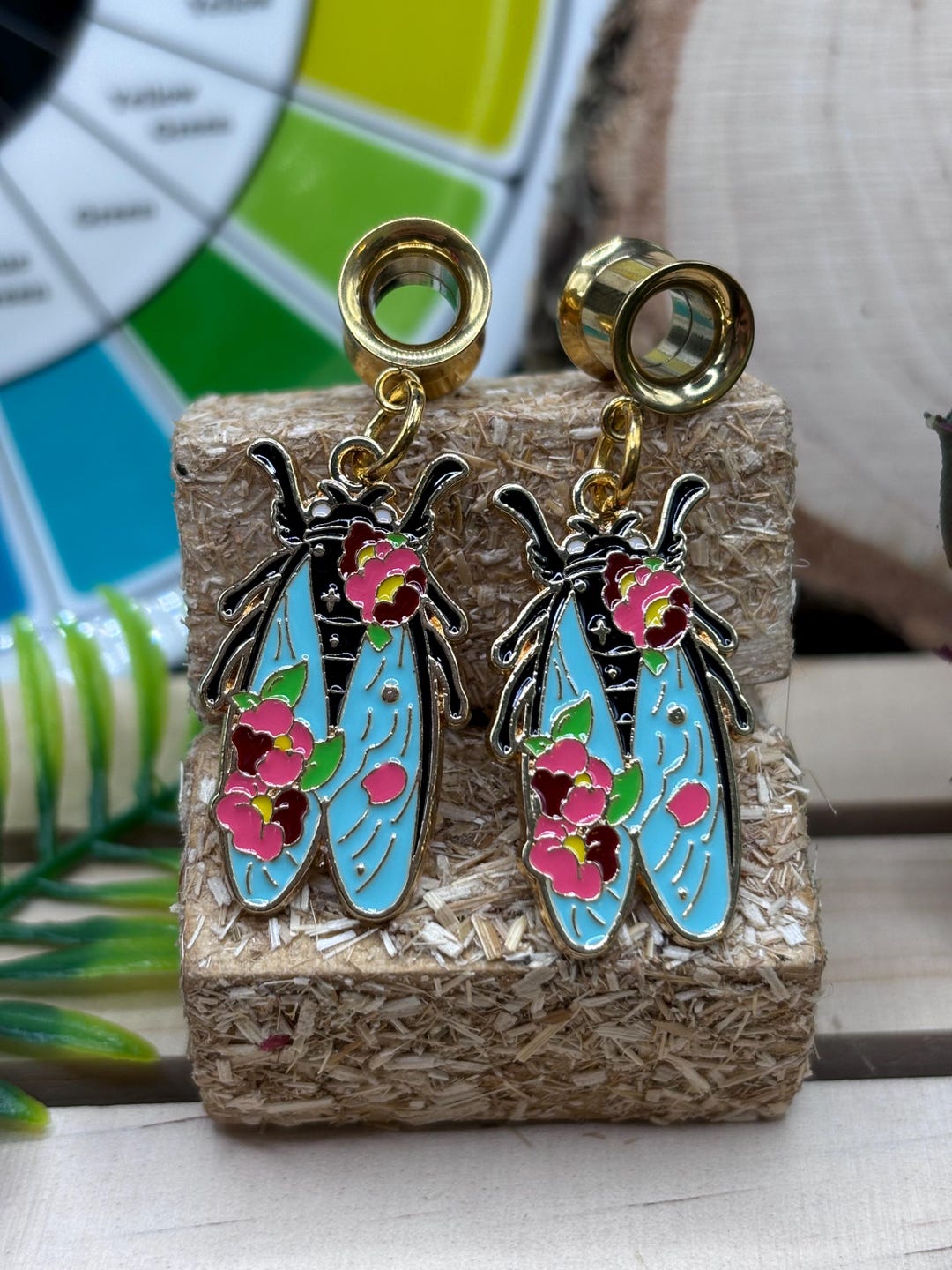 Cute Bugs With Flowers Dangle Plugs for Stretched Ears - Etsy