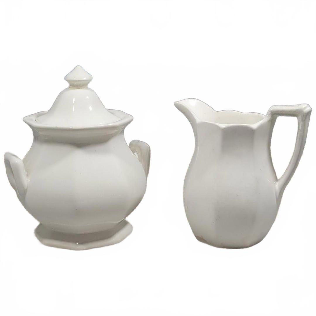 Wm Adams and Sons Ironstone Creamer & Sugar With Lid – English Pottery ...