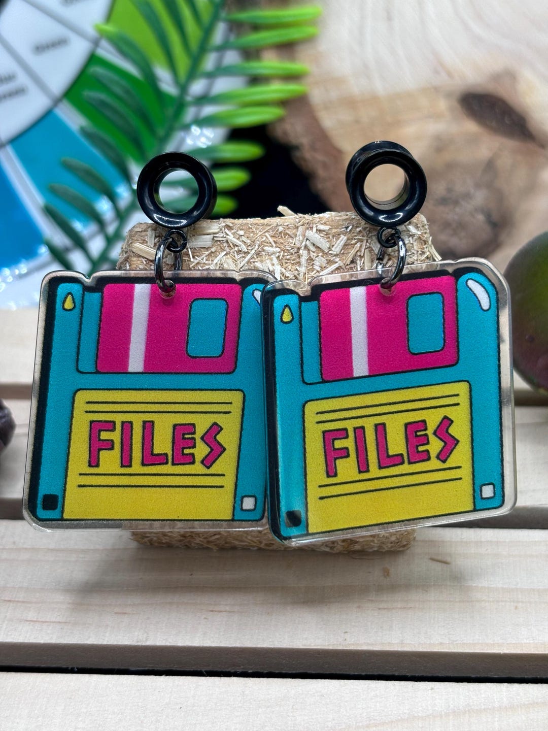 Retro 90s Floppy Disc Dangle Plugs for Stretched Ears - Etsy