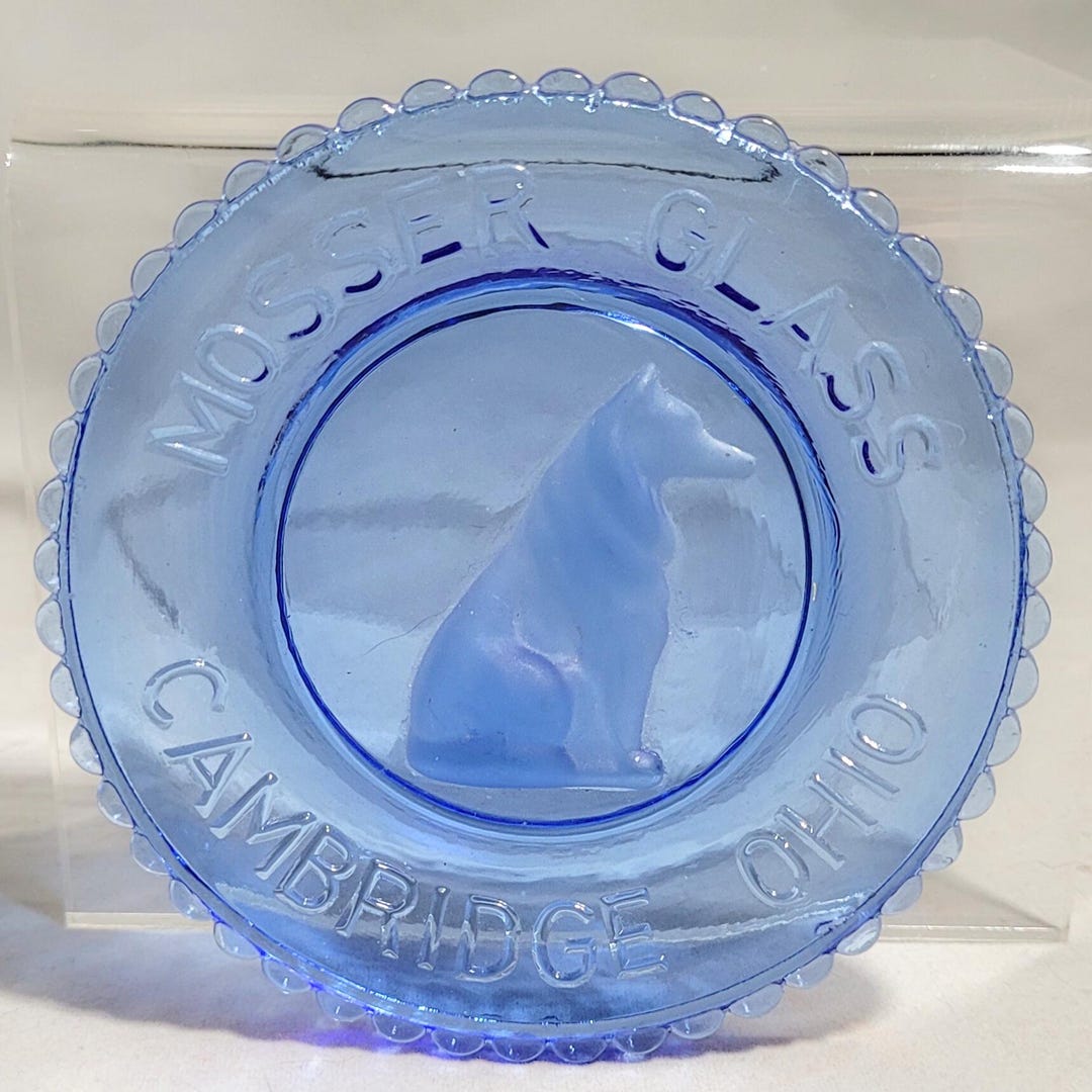 Mosser Vintage Glass Blue Collie Display Cup Plate – Collectible Dog ...