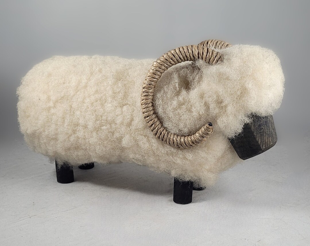 Vintage Woolly Ram With Large Horns Rustic Farmhouse Decor - Etsy