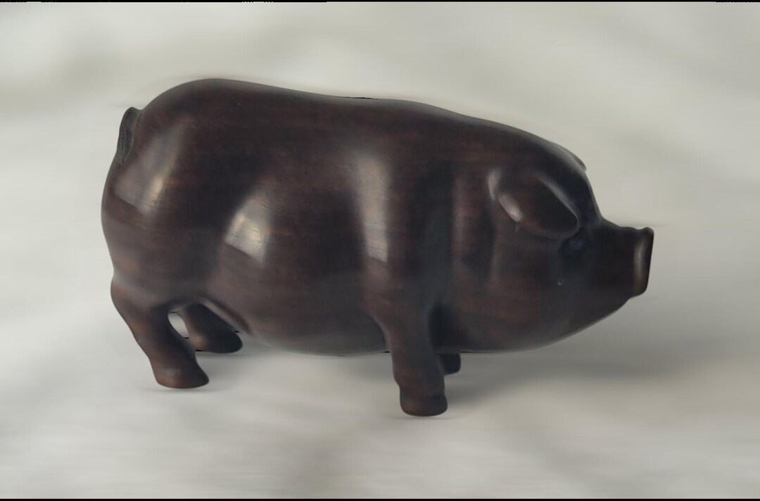 Authentic Japanese Wood Netsuke of a Pig - Signed - Hand-carved ...
