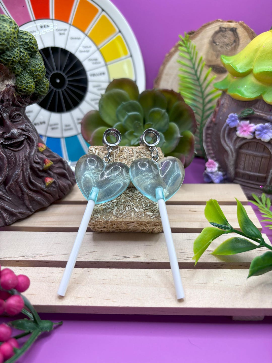 Blue Heart Lollipop Dangle Plugs for Stretched Ears - Etsy