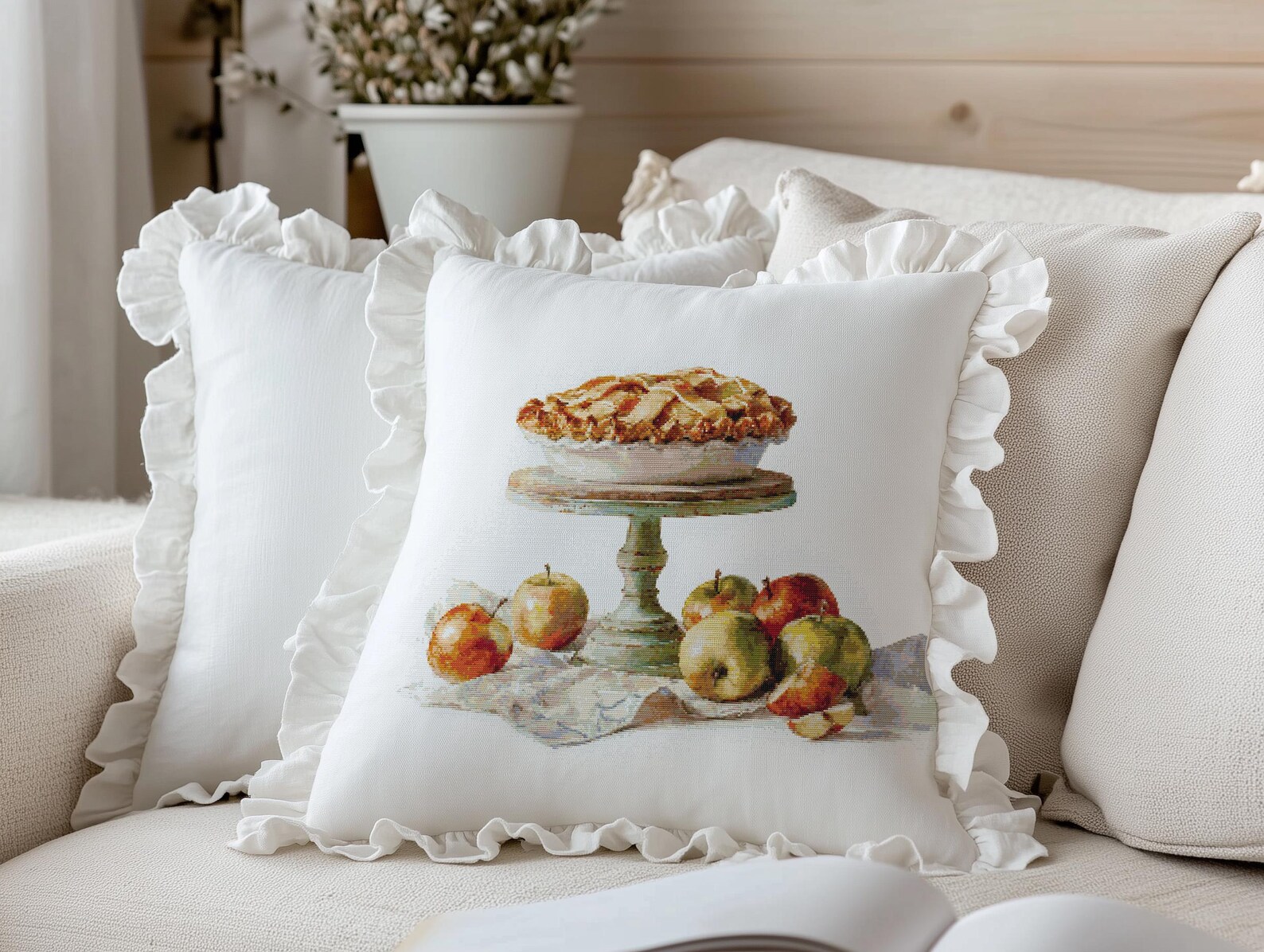 Vintage Apple Pie Cross Stitch Pattern: Color & B/W Charts (PDF) - Etsy
