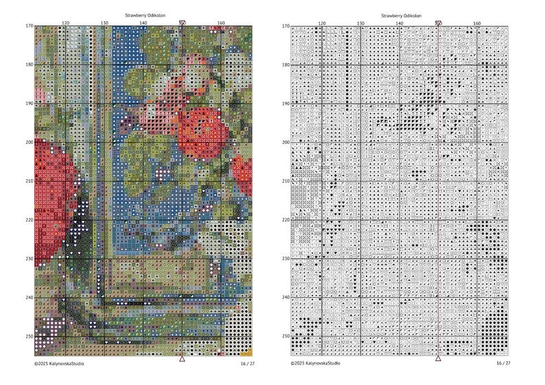 Vintage Strawberry Cross Stitch Pattern: Color & B/W Charts (PDF ...