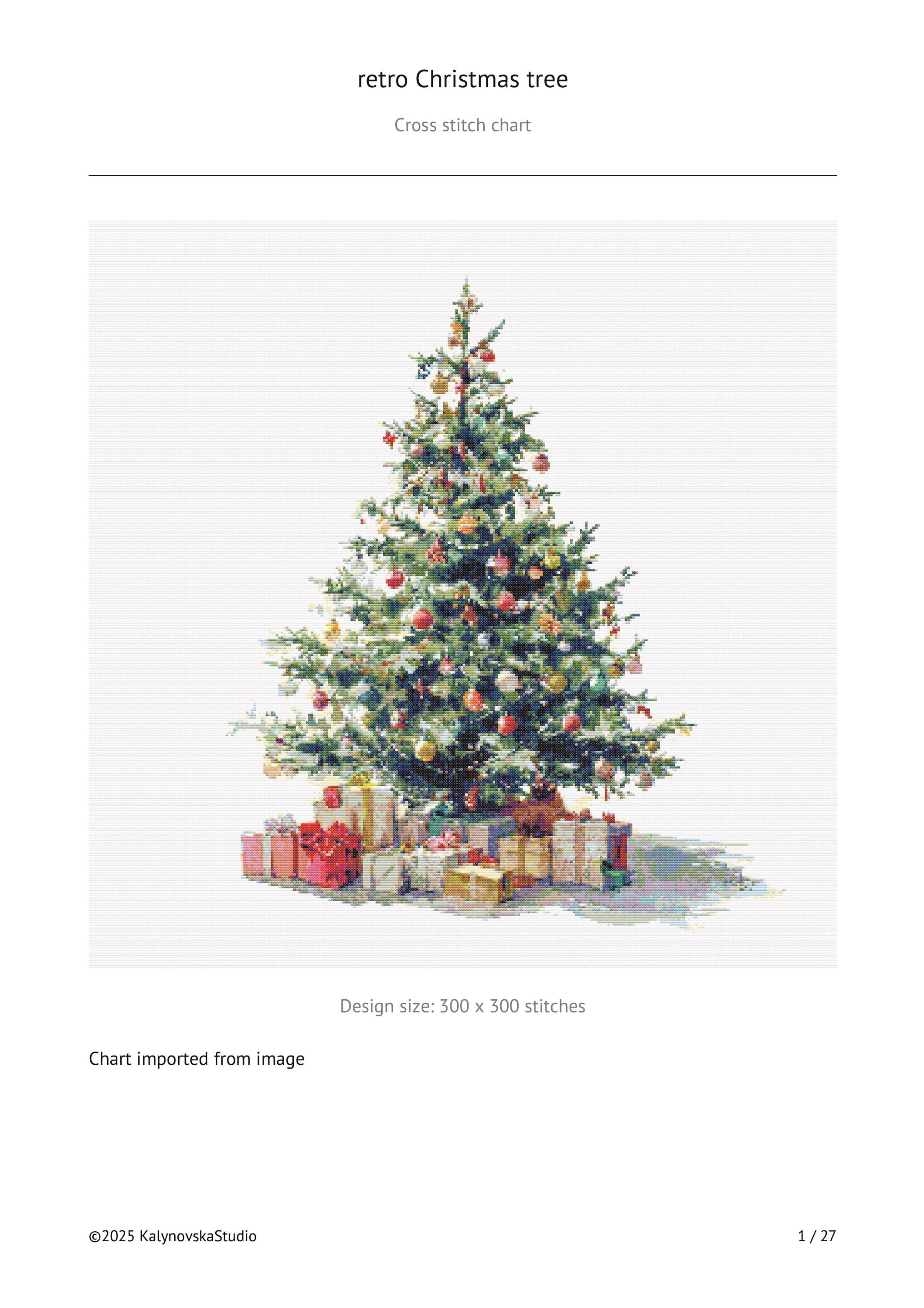 Cross Stitch Pattern "retro Christmas Tree": Vintage Design (PDF ...