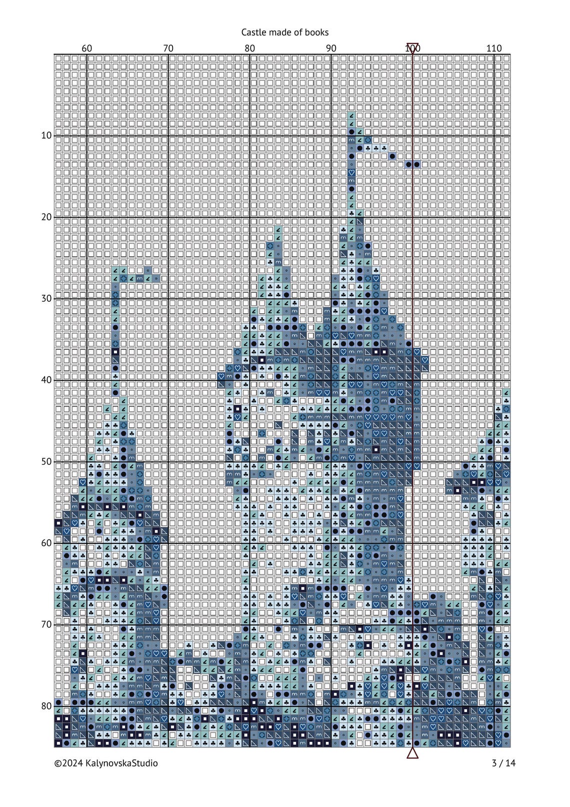 Castle Made of Books / Cross Stitch Vintage / 2 Pdf: for Printing ...