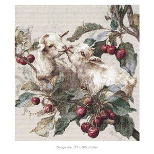Cherry Feelings / Cross Stitch Vintage / 2 Pdf for Printing (color and ...