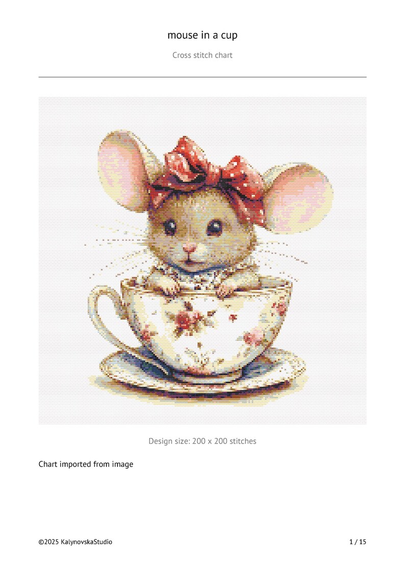 Vintage Mouse in Teacup Cross Stitch Pattern (PDF) - Etsy