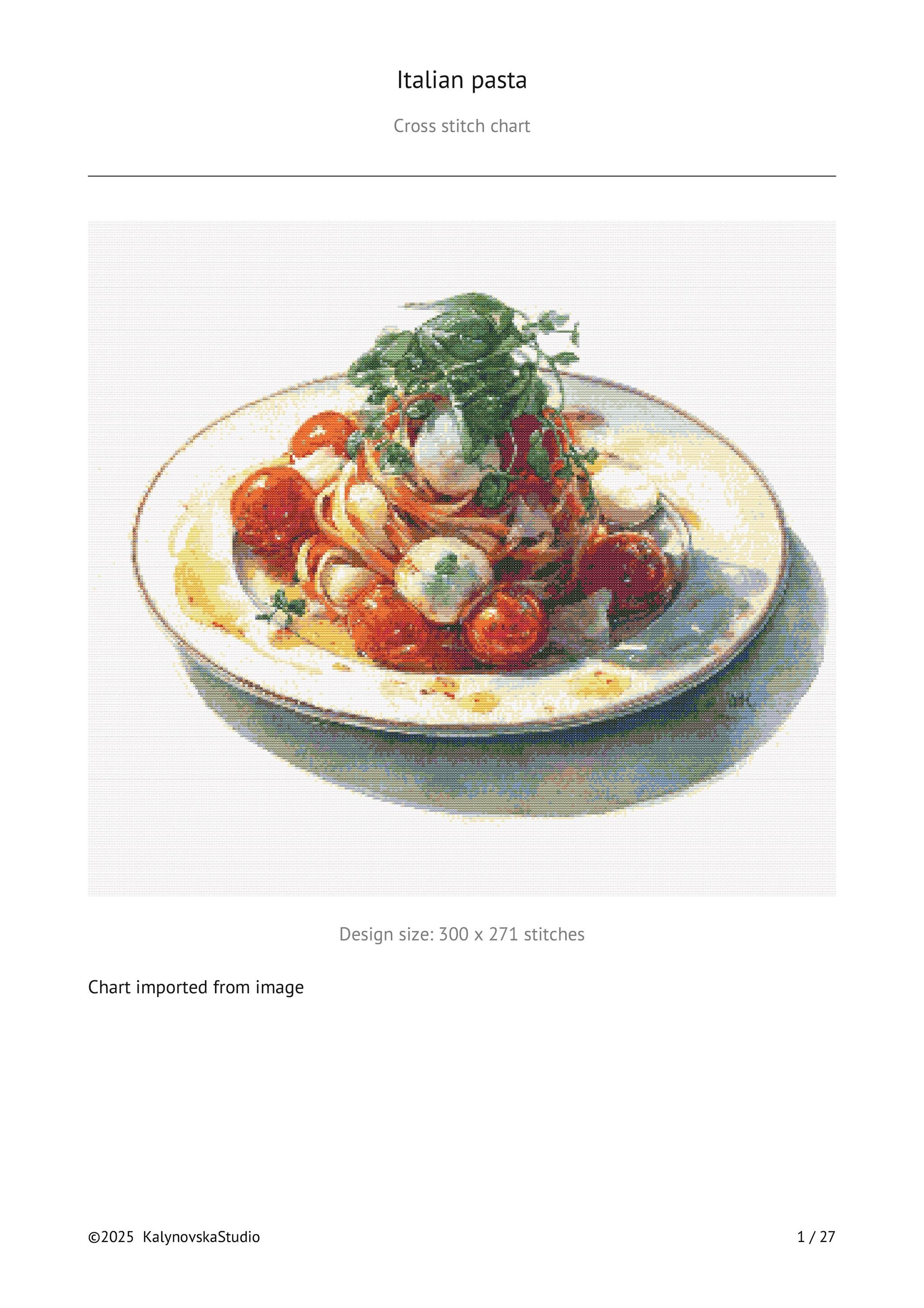 Italian Pasta Cross Stitch Pattern: Vintage Design (PDF Download ...