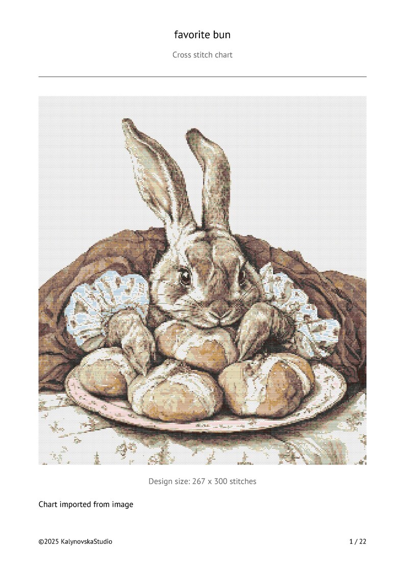 Favorite Bun / Cross Stitch Vintage / 2 Pdf for Printing (color and ...