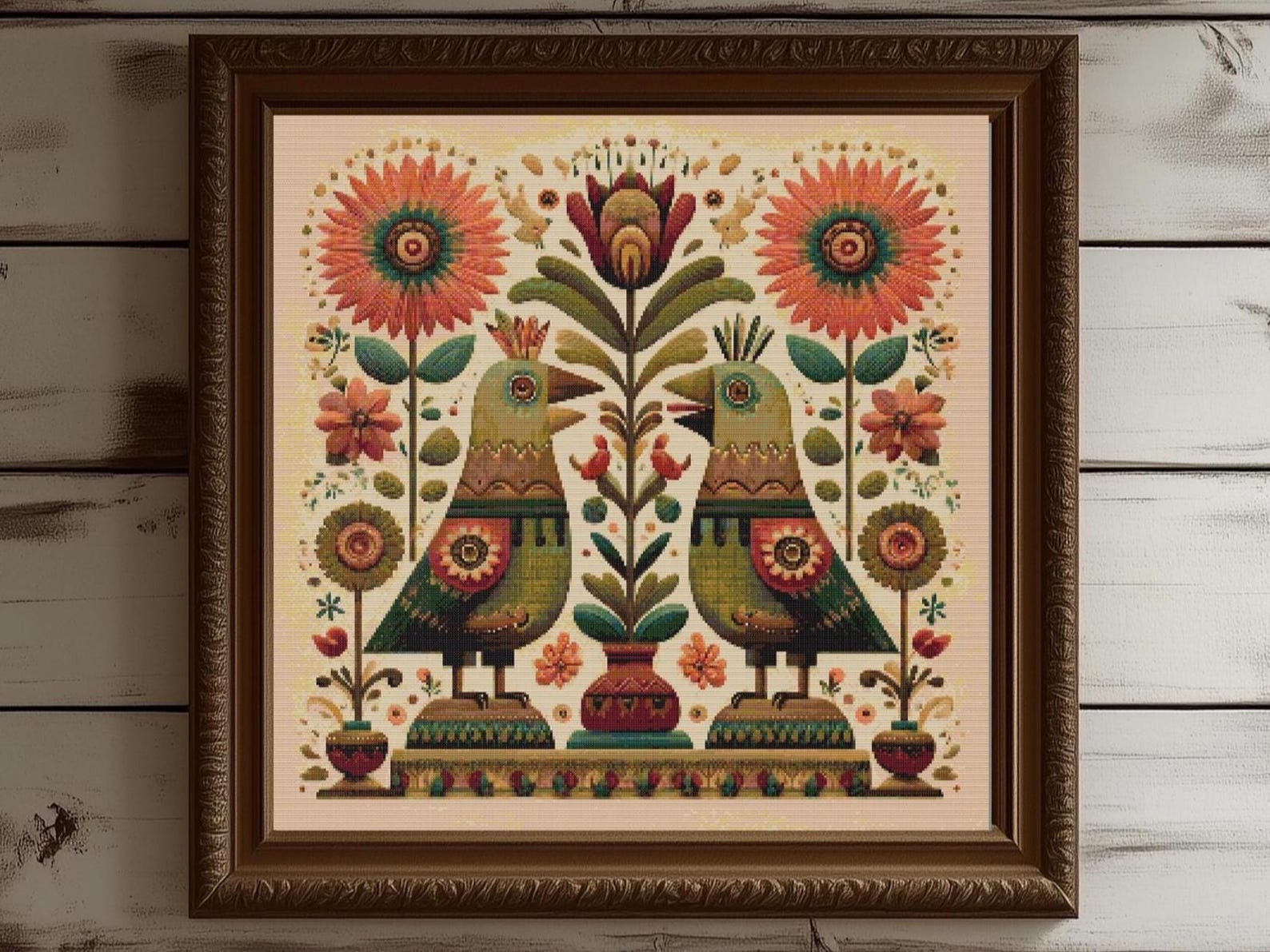 Vintage Cross Stitch Pattern: Birds of Happiness, 44 DMC Colors (PDF ...