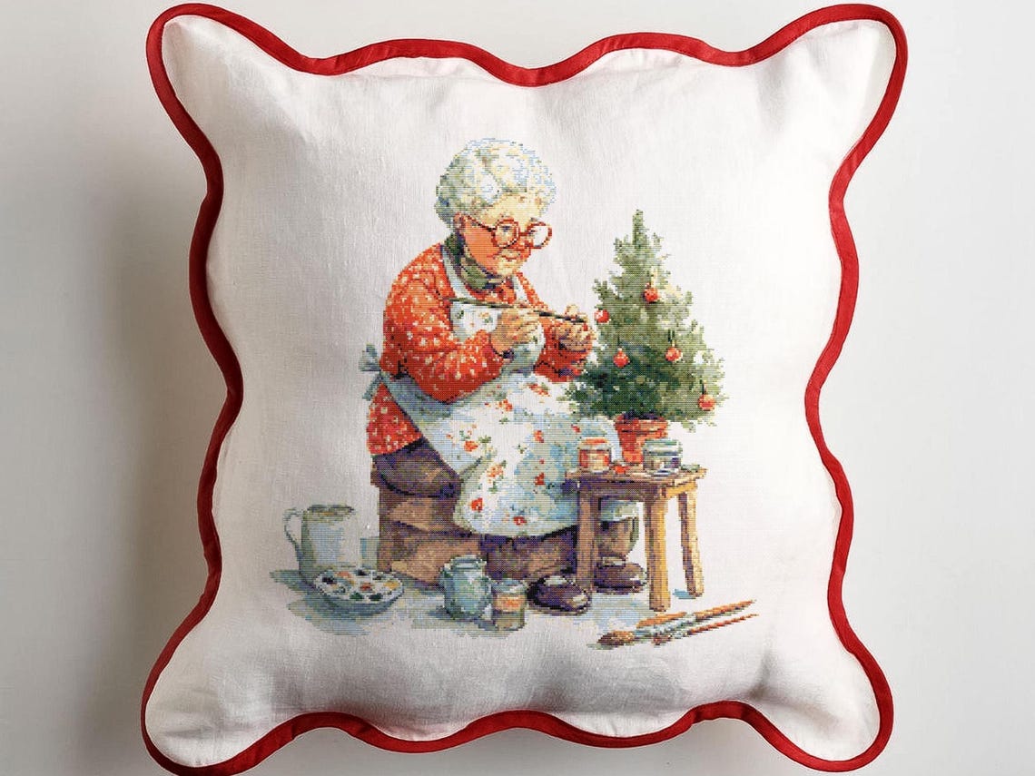 Vintage Cross Stitch Pattern: Grandma Klaus, New Year's Design (PDF ...