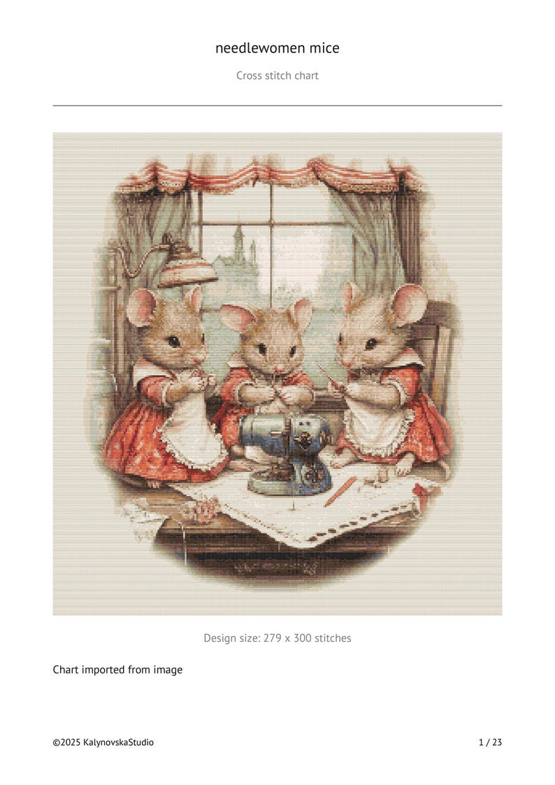 Needlewomen Mice / Cross Stitch Vintage / 2 Pdf: for Printing + Pattern ...