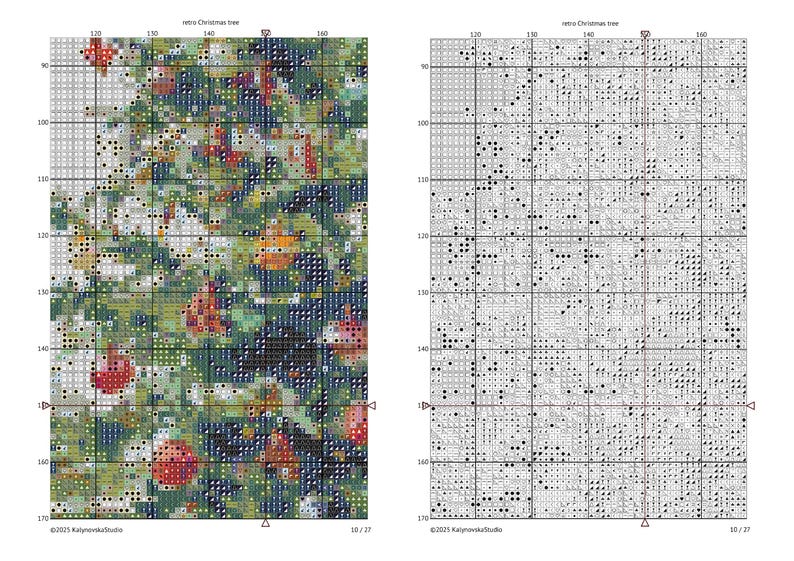 Cross Stitch Pattern "retro Christmas Tree": Vintage Design (PDF ...
